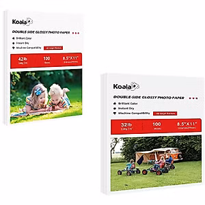 Koala Brochure Paper Double Side Glossy for Printing Photo 8.5X11 Inches Compatible with Inkjet Printer Total 200 Sheets