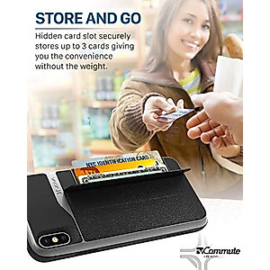 VENA iPhone Xs Max Wallet Case, vCommute (Military Grade Drop Protection) Flip Leather Cover Card Slot Holder with Kickstand Designed for Apple iPhone Xs Max - Space Gray