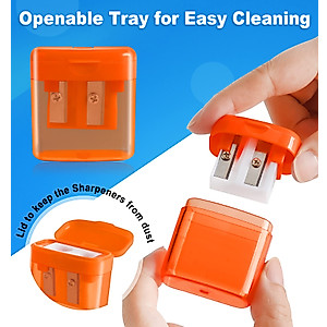 60 Pack Pencil Sharpeners Bulk - Double Hole Pencil Sharpener Manual with Cover for School Kids, Small Cute Pencil sharpeners Handheld for Students School Classroom Supplies
