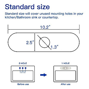 BWE Faucet Cover 10 Inch Deck Plate for 1 or 3 Hole Kitchen or Bathroom Sink Faucet Brushed Nickel Outside Escutcheon Plate Stainless Steel Plate Round Vessel Vanity Base Sink Hole Cover Round