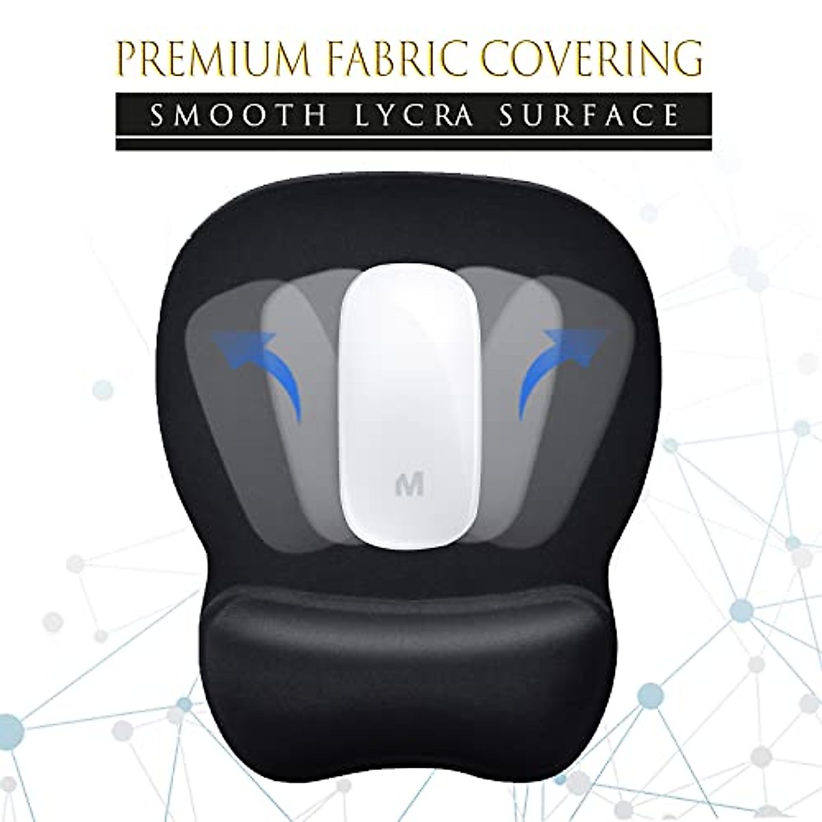 MROCO Ergonomic Mouse Pad with Wrist Support Gel Mouse Pad with Wrist Rest, Comfortable Computer Mouse Pad for Laptop, Pain Relief Mousepad with Non-slip PU Base for Office & Home, 9.4 x 8.1 in, Black