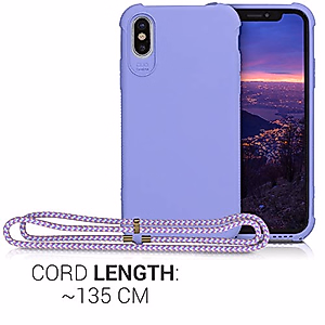 kwmobile Crossbody Case Compatible with Apple iPhone X Case - TPU Silicone Cover with Strap - Lavender