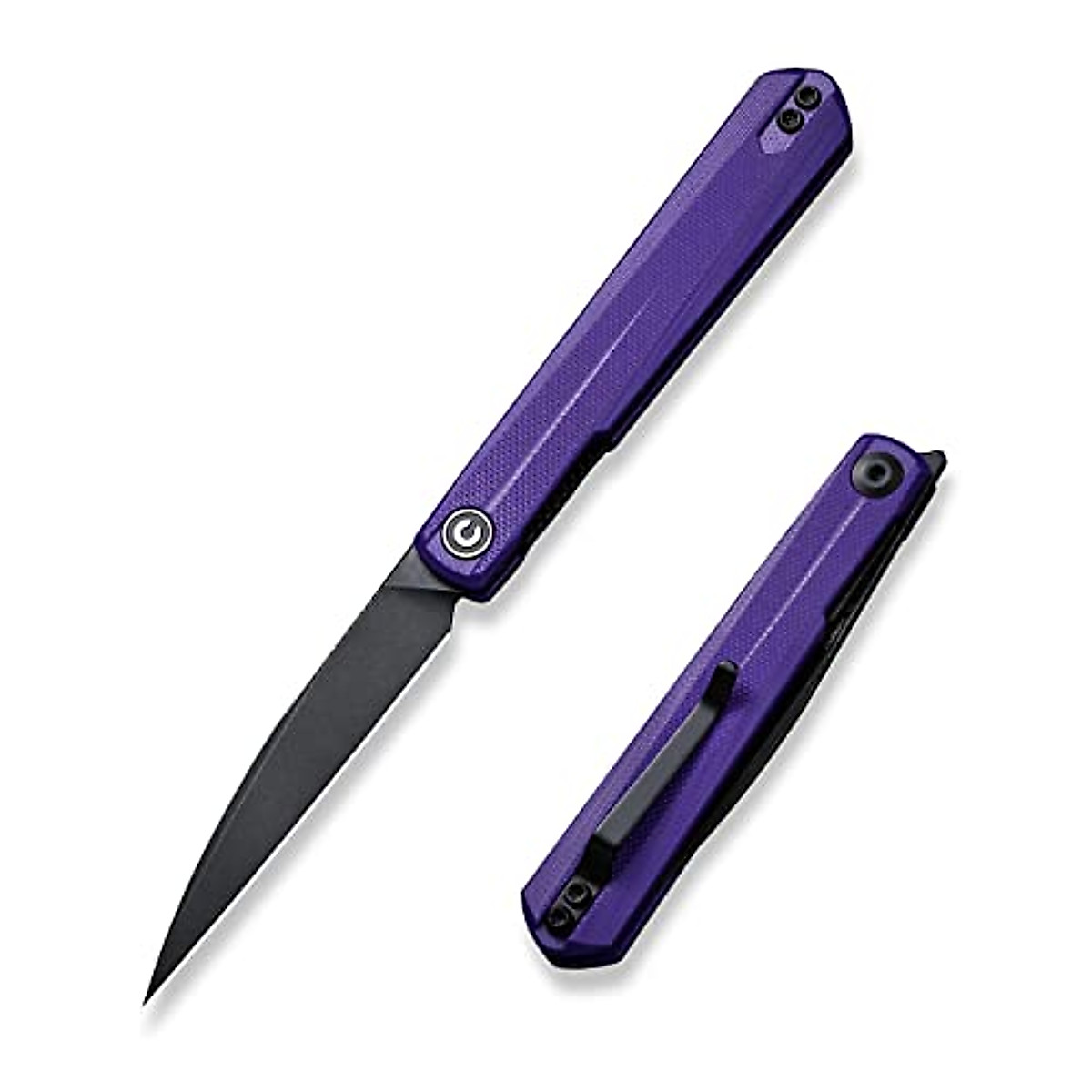CIVIVI Clavi Folding Knife, Gentleman's Knife Front Flipper Knife for Everyday Carry, 3.06" Nitro-V Steel Blade Purple G10 Handle Pocket Knife for EDC Ostap Hel Designed C21019-2