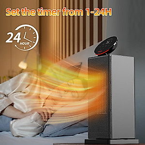 Space Heater,1500W Oscillating Heater for Indoor Use with ECO Thermostat,Remote,4 Modes and 24H Timer, TABYIK Portable Electric Heaters with 6 Protection for Small Room for Office