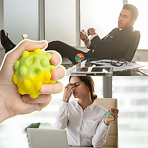 Telinkin Stress It Pop Ball Fidget Toys for Girls and Boys Gifts, Squishy Stress Balls for Adults & Kids, Push Popit Squeeze Ball Fidgets Toy with Anxiety Relief for ADHD Children & Adult Pack of 3