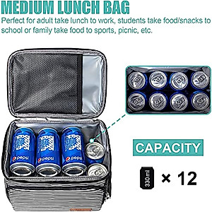 MAXBA Reusable Lunch Box, Insulated Lunch Bag, Office Work Picnic Beach, Lunch Bag for Women, Leak Proof Freezer Bag, Adjustable Shoulder Bag Ladies Lunch Bag