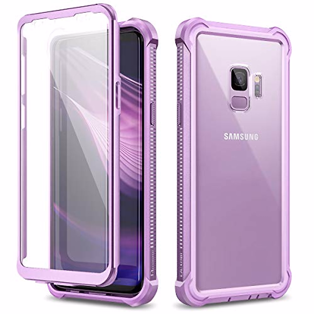 Dexnor Galaxy S9 Case with Screen Protector Clear Military Grade Rugged 360 Full Body Protective Shockproof Hard Back Cover Defender Heavy Duty Bumper Case for Samsung Galaxy S9 - Purple