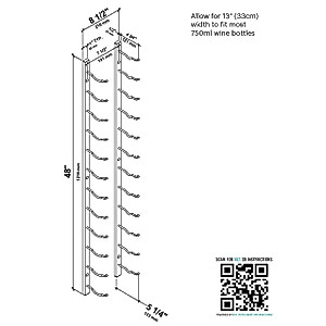 VintageView W Series 4 Wall Mounted Metal Wine Rack (12 Bottles, Matte Black)