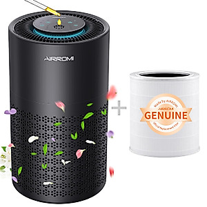 AIRROMI Air Purifiers with an Extrea Filter Covers Up to 990 sqft, Air Cleaner with Fragrance Sponge for Allergens Dust, Smoke, Odor, Dander, Pollen, H13 True HEPA 3-in-1 Filter black