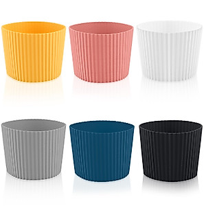 6 Pack Silicone Cup Sleeve Heat Resistant Coffee Cup Protective Sleeve Nonslip Glass Bottle Mug Protector Cover for Home Travel - Multicolor