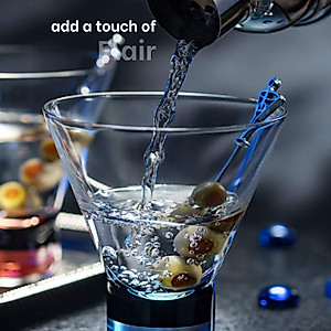 MITBAK Martini Glasses 8 OZ (Set of 6) With Stylish Colorful Bases | Elegant Stemless Bar Glasses | Great for Martini, Cocktail, Whiskey, Margarita, & More | Cocktail Glasses Made In Europe