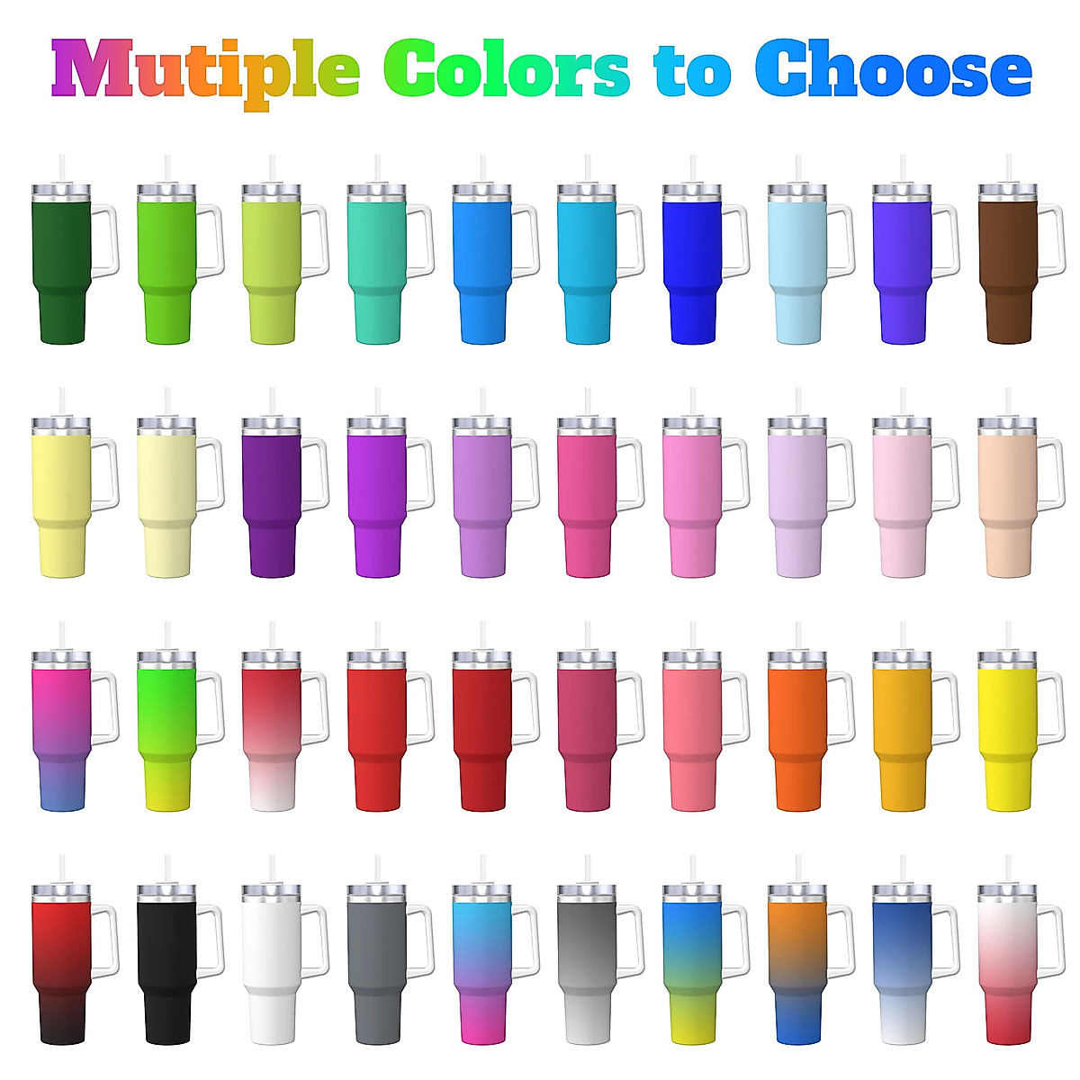 deaokluy Personalized 40 OZ Ice Bully Cup with Handle Straw, Custom Stainless Steel Tumbler with Lid Add Photo Logo Text, Design Travel Coffee Cup, Personalized Present for Friends Birthday Christmas