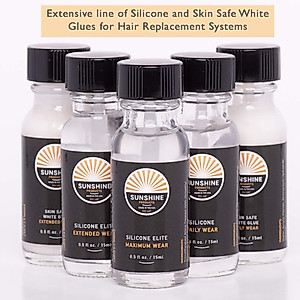 Sunshine Bond Thin Silicone Hair Replacement Adhesive - Extended Hold for Poly and Lace Hairpiece - 3-4 Weeks, Wig, Toupee Systems - Invisible, Waterproof Bonding Glue (.5oz) | Made in USA