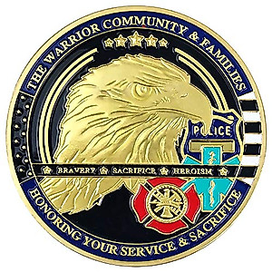 AtSKnSK First Responders Hero Challenge Coin American EMS Police Firefighter Coin