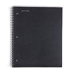 Mintra Office Durable Spiral Notebooks, 1 Subject, (Black, College Ruled 3 Pack), 100 Sheets, Poly Pocket, Moisture Resistant Cover, Strong Chipboard back, For School, Office, Business,