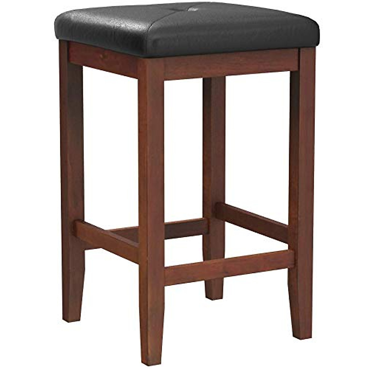 Crosley Furniture Upholstered Square Seat Counter Height Bar Stools Set of 2, Vintage Mahogany, 24-inch