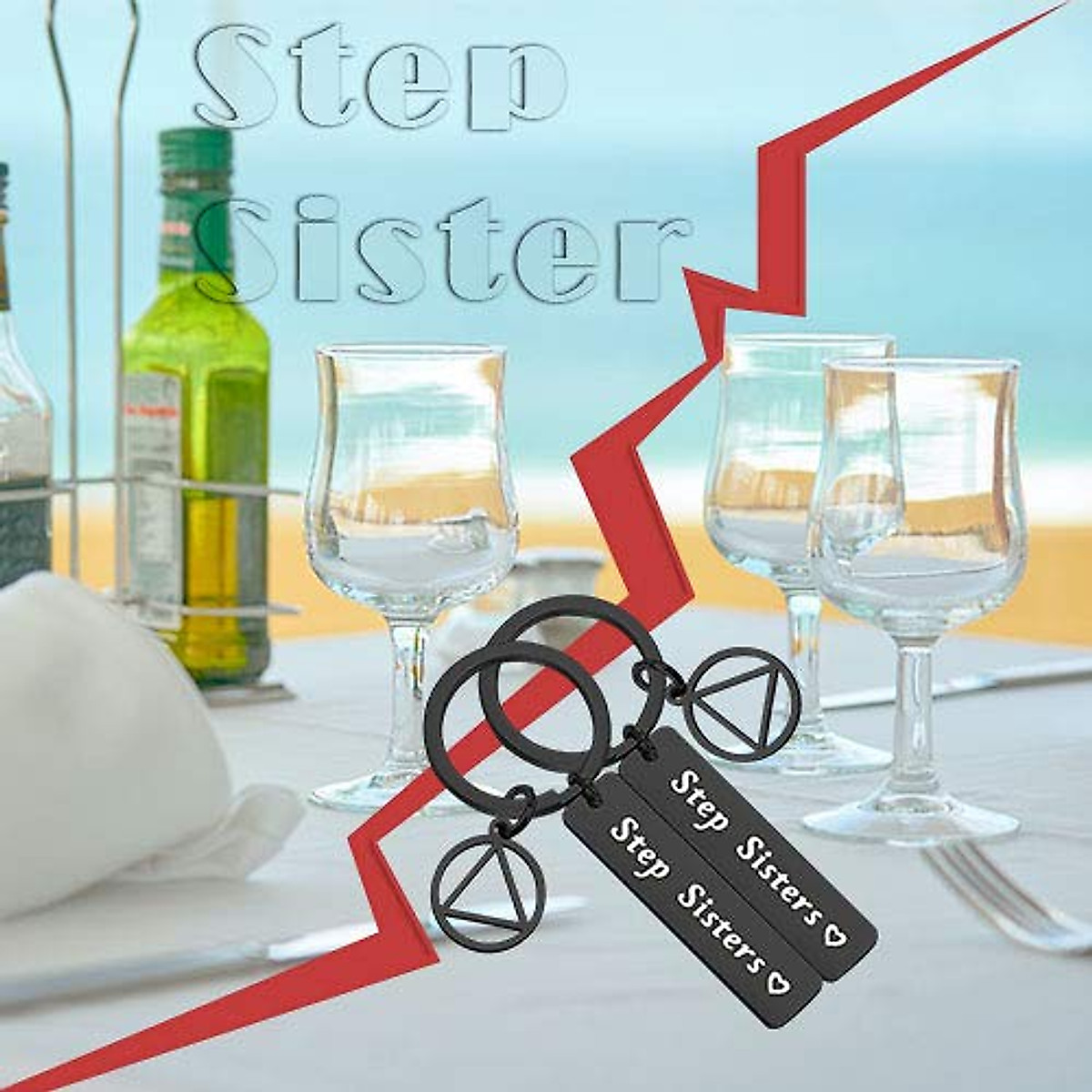 MAOFAED Women Sobriety Gift Addiction Recovery Gift Sisters Recovery gift Step Sisters AA Gift Gift for Her (AA step sister black)