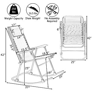 UYSB Folding Gravity Rocking Chair Rocker Outdoor Patio Headrest Blue Chair Rocking Chair Rocker Chair Rocker Camp Chair Rocker Recliner Rocking Camp Chair Rocking Chairs Outdoor Rocking
