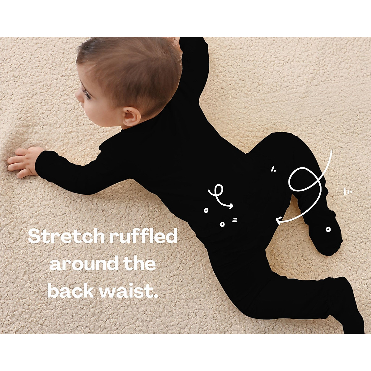 GUISBY Pajamas Baby Girl, One-Piece Long Sleeve with Zipper Sleepers Pjs for Boy Black 0-3 Months