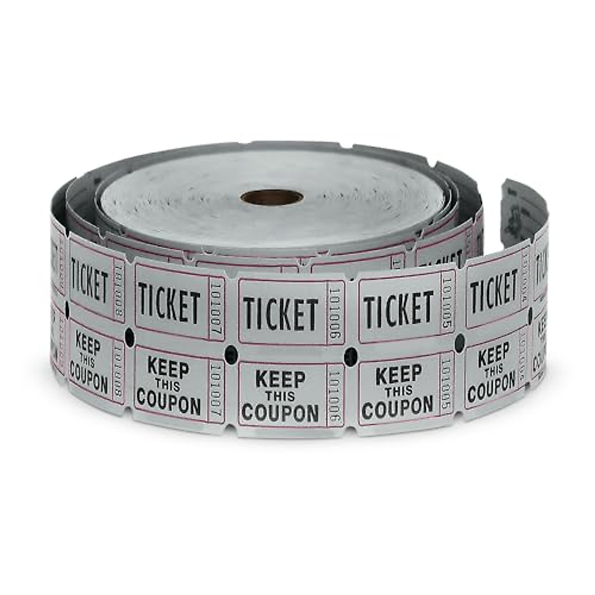 50/50 Raffle Tickets Double Roll Gray - 2000 Ticket Count Per Roll - Easy Tear Away Stubs for Contact Info - Raffle Drum Tickets Roll for Drinks, Carnival, Chinese Auction, Events