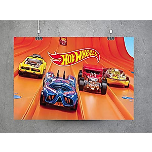Hot Car Backdrops for Birthday Party Decorations Supplies, Race Cars Photo Backgrounds Boy Cake Table Decorations Banner 5x3ft