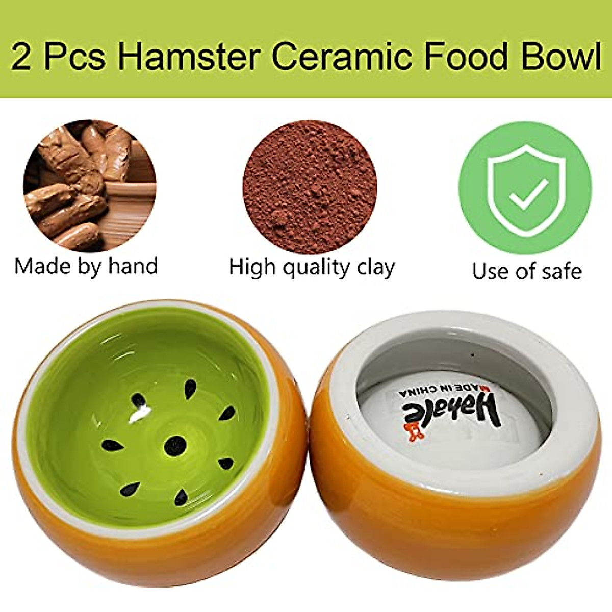 Hamster Bowl, Ceramic Guinea Pig Water Bowl Small Animal Food Dish for Syrian Hamster Rabbit Gerbil Chinchilla Hedgehog Sugar Glider Rat (2 Pcs)