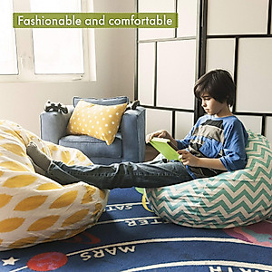 Majestic Home Goods Classic Bean Bag Chair - Villa Giant Classic Bean Bags for Small Adults and Kids (28 x 28 x 22 Inches) (Storm Brown)