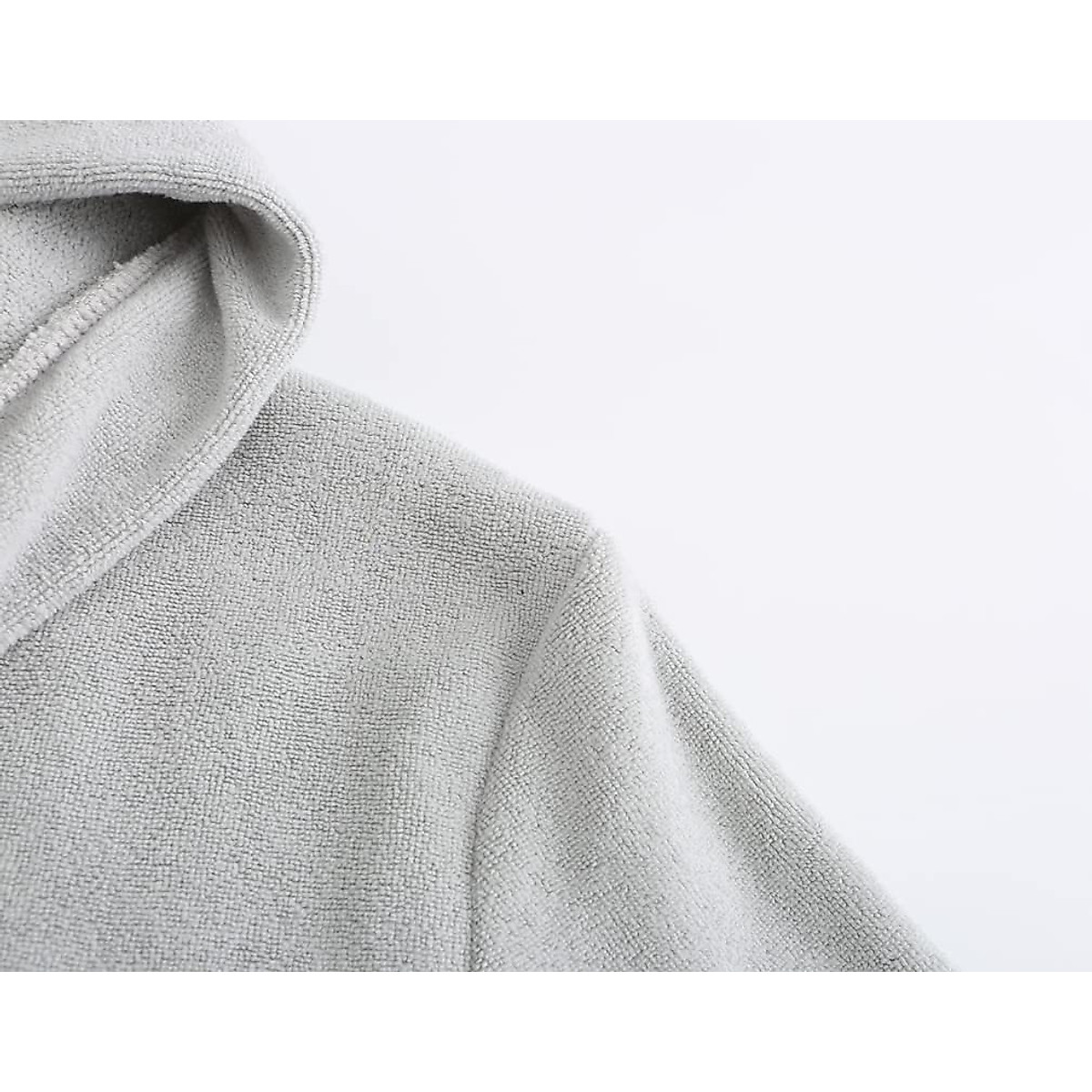 E.W Apparel Kids Boys Girls Hooded Towelling Bathrobe Dressing Gown 100% Cotton Terry Towel Soft Terry Cloth Robe 5-16 Years(Grey,11-12 Years)