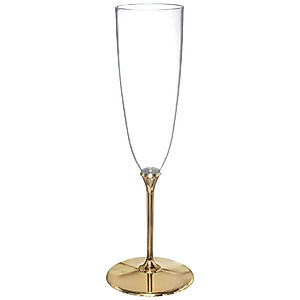 Two-Toned Plastic Champagne Flute - 4.5 fl oz. Pack of 20, Clear and Gold