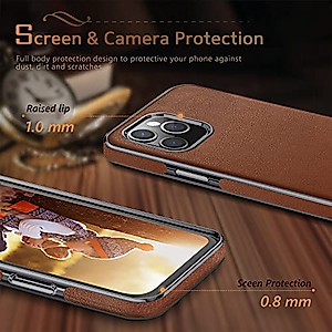 LOHASIC Designed for iPhone 12 Pro Max Case, Luxury Leather Business Premium Classic Cover Non Slip Soft Grip Shockproof Protective Cases Compatible with Apple iPhone 12 Pro Max 5G 6.7 inch - Brown