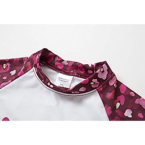 BONVERANO Little(Big) Girls Rashguards UPF 50+ Sun Protection Two Pieces Swimsuit with (Pink-Mao, 3-6M)