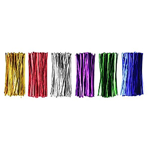 Sannigora 300 Pack 2" x 10" Clear Long Candy Cello Cellophane Treat Bags - 1.4mil Thickness OPP Plastic Bags with 6 Mix Colors Twist Ties Perfect for Birthday Favor Candles Pretzel ICY Candy Popsicle