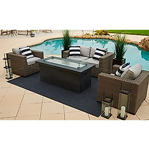 60" Rectangular Chat Height Outdoor Propane Gas Fire Pit Table in Gray (Amber, 60" Gray)