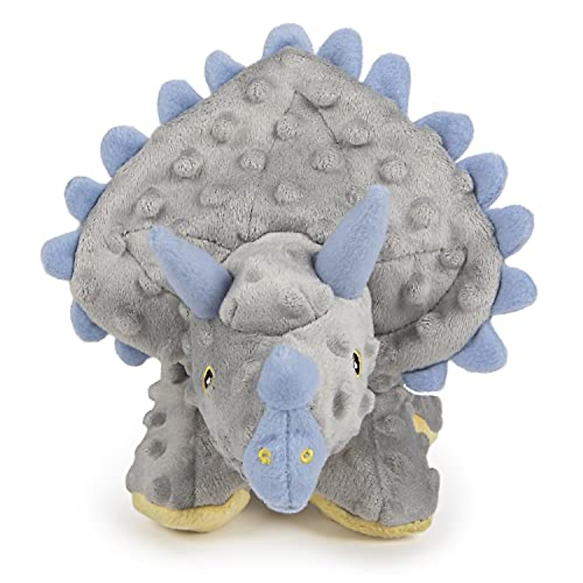 goDog Dinos Frills Squeaky Plush Dog Toy, Chew Guard Technology - Gray, Large