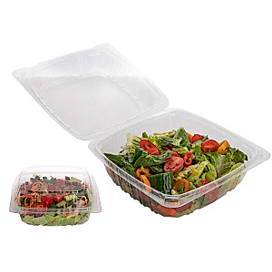 Smygoods Plastic Clamshell Food Containers, (Pack of 25-8x8x3 3/8) To Go Containers, Hinged Food Container