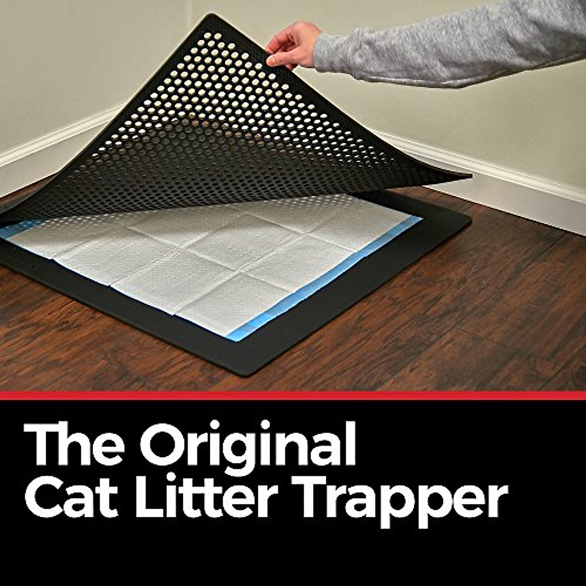 iPrimio Jumbo Cat Kitty Litter Box Trapper Mat 29x27 inches Mat Rug Traps and Catches Litter Through Large Holes, Multi-Layer Bottom Repels Urine, Perfect for Messy Cats