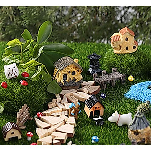 Modacraft 172Pcs Miniature Fairy Garden Accessories Including 100Pcs Fixed Pins, Fairy Garden Kit Fairy House Animal Figurines Mini Landscape for Garden Dollhouse Potted Plant Bonsai Terrarium Décor