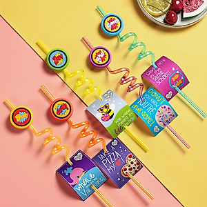 24 Superhero Word Drinking Plastic Straws 6 Designs Great for Birthday as Superhero Party Favors and Party Supplies with 2 Cleaning Brush