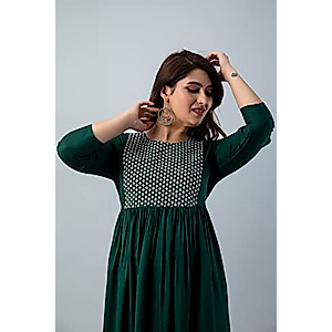 JG Flared Gown for women Indian Tunic Long Dresses Anarkali gown kurtas for women party wear(XXL,Green)