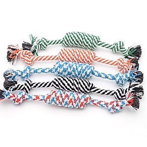 Dog Chew Toys, Tough Dog Toys for Aggressive Chewers Large Breed,Heavy Duty Dental Dog Rope Toys for Medium Dogs, Indestructible Dog Toys, Cotton Puppy Teething Chew Tug Toy, Black, One Size