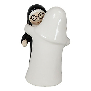 Ebros Gift Black And White Dressed Nuns Dancing Salt And Pepper Shakers Ceramic Figurine Set 3.5"H Hugging Nun Religious Inspirational Funny Themed Accents