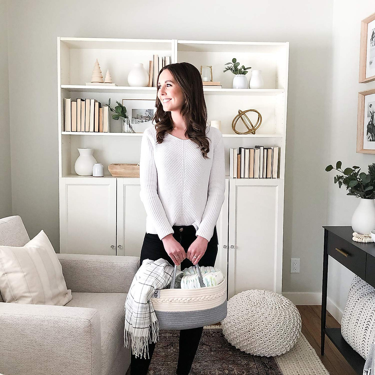 AWEHIRU YuanKanJu Baby Viking Diaper Caddy Organizer - Cotton Rope Storage Basket - Portable Changing Station - Backseat Car Organization for Kids - Boho Nursery Decor Registry Essentials