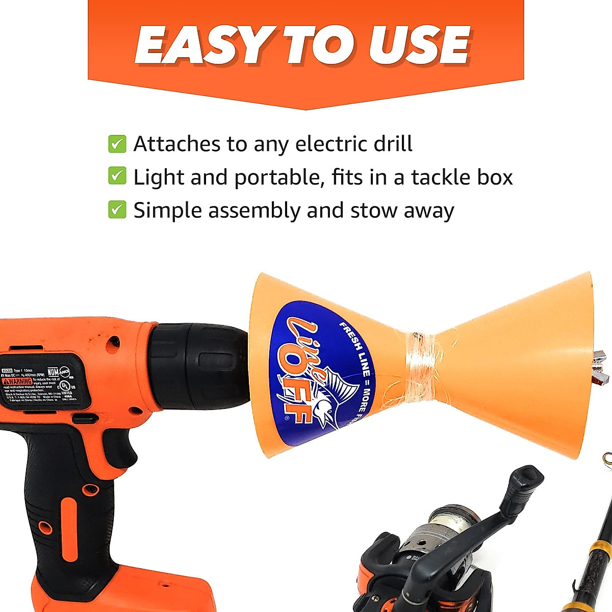 LineOff High-Speed Fishing Line Remover, Fast, Portable and Efficient Fishing Line Stripping Tool, Line Remover, Great Fishing Gifts for Men