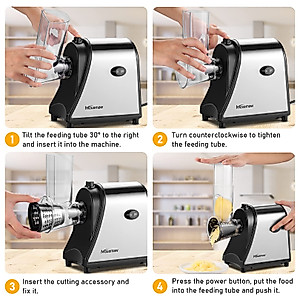 Homdox Electric Cheese Grater, Salad Maker, 250W with 5 Stainless Steel Attachments