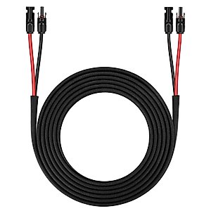 Shirbly Solar Panel Extension Cable - 15FT 10AWG(6mm²) Solar Panel Wire Twin with Female and Male Connector, Tinned Copper Wire for Home Boat RV Solar Panel Outdoor (10AWG 15FT)