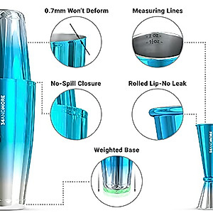 Bartender Kit. Boston Cocktail Shaker Set. Mixology Bar Set Tools Accessories for Professional and Home Bartending. Barware Kit: Two Weighted Shaker Tins, Muddler, Strainer, Jigger, Mixing Spoon, etc