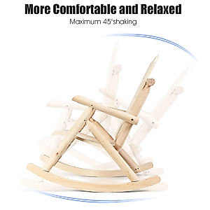 Tangkula Log Rocking Chair, Outdoor Wood Porch Rocker Chair, Adirondack Lounge Rocking Chair for Patio, Deck, Balcony, Backyard, Garden (1, Natural)