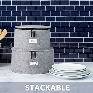 China Storage Container for Dinner Plate - 11.5" W x 7" H - Includes 12 Felt Dividers. Hard Shell and Stackable with Padded Interior