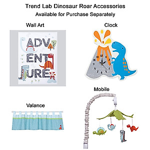 Trend Lab Dinosaur Roar Breathable 3-Piece Crib Bedding Set, Can Be Used As A Blanket Or A Playmat for Tummy Time, Includes Quilt, Fitted Crib Sheet and Skirt