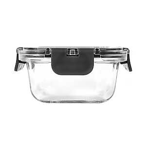 Zyliss Glass Container, Shatterproof Glass, Airtight Food Storage Box with Sealable Lid, Microwave Safe, BPA Free, Freezer Safe, Fridge Storage, Food Container, 6.3in x 4.7in x 2", 12.5oz